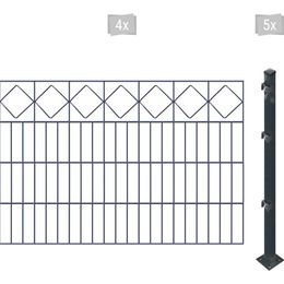Doppelstabmattenzaun Arvotec "ESSENTIAL 80 zum Aufschrauben "Karo" mit Zierleiste", grau (anthrazit), H:80cm, Kunststoff, Stahl, Zaunelemente, Zaunh&ouml;he 80 cm, Zaunl&auml;nge 2 - 60 m