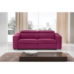 2,5-Sitzer Egoitaliano "Cabiria, Design und super Sitzkomfort", pink (fuchsia), B:226cm H:97cm T:103cm, Sofas, inkl. manuell verstellbarer Kopfst&uuml;tzen, mit Metallf&uuml;&szlig;en