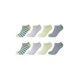 Sneakersocken s.Oliver "8er Pack", Damen, Gr. 43/46, gr&uuml;n (sea spray), 78% Baumwolle 20% Polyamid 2% Elasthan, gestreift, Socken Sneakersocken