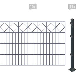 Doppelstabmattenzaun Arvotec "ESSENTIAL 80 zum Aufschrauben "Karo" mit Zierleiste", grau (anthrazit), H:80cm, Kunststoff, Stahl, Zaunelemente, Zaunh&ouml;he 80 cm, Zaunl&auml;nge 2 - 60 m