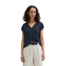 Marc O'Polo Blusenshirt MARC O'POLO "aus LENZING&trade; ECOVERO&trade;", Damen, Gr. M, deep night blau, Obermaterial: 94% Viskose, 6% Elasthan, unifarben, loose fit, tiefer V-Ausschnitt, normaler Saum, Shirts Blusenshirt