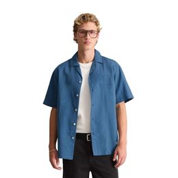 Marc O'Polo Kurzarmhemd MARC O'POLO DENIM "aus Leinen und Bio-Baumwolle", Herren, Gr. XL, Normalgr&ouml;&szlig;en, medium blau 4671, Obermaterial: 50% Leinen, 50% Baumwolle, unifarben, regular fit normal, normaler Saum, Hemden
