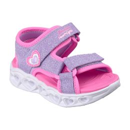 Sandale Skechers "HEART LIGHTS SANDALS", M&auml;dchen, Gr. 21, lavendel, rosa, Synthetik, Glitzer, Schuhe Sandale, Sommerschuh mit Klettverschluss, Gr&ouml;&szlig;enschablone zum Download