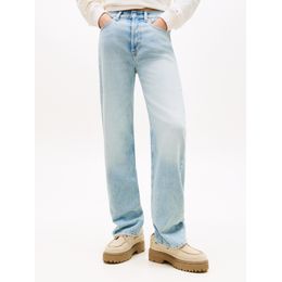 Straight-Jeans Tommy Jeans "MID RISE STRAIGHT BJ2013", Damen, Gr. 29, L&auml;nge 30, blau (denim light), Denim/Jeans, Obermaterial: 60% Baumwolle, 40% Lyocell, unifarben, straight fit lang, Jeans Straight-Jeans, im 5-Pocket-Stil