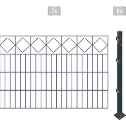 Doppelstabmattenzaun Arvotec "ESSENTIAL 80 zum Aufschrauben "Karo" mit Zierleiste", grau (anthrazit), H:80cm, Kunststoff, Stahl, Zaunelemente, Zaunh&ouml;he 80 cm, Zaunl&auml;nge 2 - 60 m