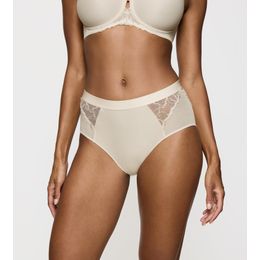 Maxislip Triumph "Wild Azalea Florale", Damen, Gr. 40, wei&szlig; (naturel (076)), Microtouch, Obermaterial: 82% Polyamid, 18% Elasthan, unifarben, k&ouml;rpernah, Unterhosen, Spitze, hochgeschnitten, Satin-Einfassung, elastisch