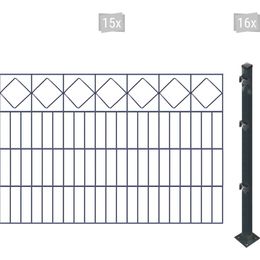 Doppelstabmattenzaun Arvotec "ESSENTIAL 80 zum Aufschrauben "Karo" mit Zierleiste", grau (anthrazit), H:80cm, Kunststoff, Stahl, Zaunelemente, Zaunh&ouml;he 80 cm, Zaunl&auml;nge 2 - 60 m