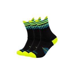 Sportsocken Camano "performance training light 3er Pack", Herren, Gr. 43-46, schwarz mix, 94% Polyamid, 5% Elasthan, 1% Polyester, gestreift, Socken Sportsocken, 3er Pack Sportsocken mit optimalem Fu&szlig;klima dank Mesheins&auml;tzen