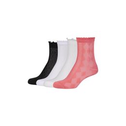 Socken Camano "4er Pack", Damen, Gr. 35-38, lantana, 72% Viskose, 20% Polyamid, 6% Seide, 2% Elasthan, Argyle-Muster, Socken Socken, 4er Pack Extra weiche B&uuml;ndchen ohne Druckgef&uuml;hl, mit verst&auml;rkte Ferse