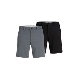 Jack & Jones Chinohose JACK & JONES "JPSTMARCO DYLAN CHINO SHORTS SRT MP 2PK", Herren, Gr. L, N-Gr, schwarz pack:castlerock, Web, Obermaterial: 98% Baumwolle, 2% Elasthan, unifarben, regular fit, Hosen Chinohose