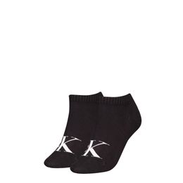Sneakersocken Calvin Klein Jeans "CKJ WOMEN SNEAKER MONOGRAM", Damen, Gr. 35-38, schwarz, Obermaterial: 73% Baumwolle, 26% Polyester, 1% Elasthan, normal, Socken Sneakersocken, Rippenb&uuml;ndchen, Logostickerei vorn