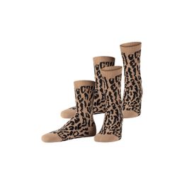 JOOP! Socken JOOP "2er Pack", Damen, Gr. 35-38, braun (tiger's eye), 63% Baumwolle, 35% Polyamid, 2% Elasthan, Animal-Print, Socken Socken