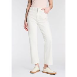 Straight-Jeans BOSS Orange "ADA CROP HR Premium Damenmode", Damen, Gr. 29, L&auml;nge 28, wei&szlig; (open wei&szlig; 115), Denim/Jeans, Obermaterial: 100% Baumwolle, unifarben, regular fit kn&ouml;chelfrei, Jeans Straight-Jeans, in cropped L&auml;nge, High Waist