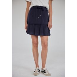 Volantrock STREET ONE STUDIO, Damen, Gr. 40, midnight muse, Stoff, Obermaterial: 100% Viskose; Unterrock: 100% Modal, unifarben, regular fit kniefrei, R&ouml;cke Volantrock, Elastikbund mit Tunnelzug