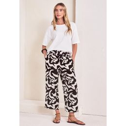 Culotte Street One, Damen, Gr. 34, L&auml;nge 26, espresso braun, Stoff, 100% Leinen, bedruckt, loose fit 7/8-L&auml;nge, Hosen Culotte, Middle Waist