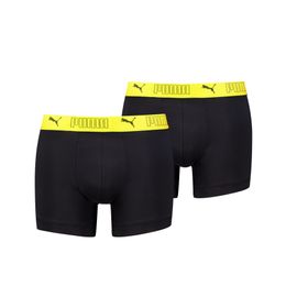 Boxershorts Puma "Puma MEN SPORT MICROFIBER BOXERS", Herren, Gr. L, safety gelb, schwarz, Obermaterial: 88% Polyester, 12% Elasthan, normal, Unterhosen, mit Logo-Bund