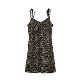 V&eacute;ro Moda Minikleid VERO MODA "VMEASY SHORT TIE SINGLET DRESS WVN", Damen, Gr. M, N-Gr, schwarz aop:dawn, Web, Obermaterial: 100% Viskose, bedruckt, kurz, V-Ausschnitt, Kleider Minikleid, Viskose