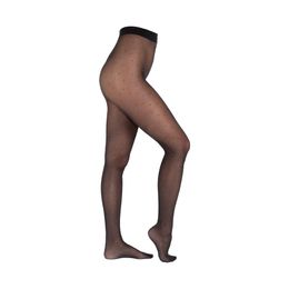 Feinstrumpfhose Camano "dots 1er Pack", Damen, Gr. L, schwarz (schwarz silber), 86% Polyamid, 14% Elasthan, Strumpfhosen Feinstrumpfhose