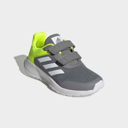 Sneaker adidas Sportswear "TENSAUR RUN", M&auml;dchen, Gr. 32, grau (grau three, ftwr wei&szlig;, lucid lemon), Textil, Schuhe Sneaker, mit Klettverschluss, f&uuml;r Jugendliche