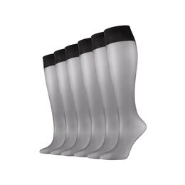 Kniestr&uuml;mpfe Camano "6er Pack", Damen, Gr. 35-38, schwarz, 60% Polyamid, 40% Elasthan, uni, Socken Kniestr&uuml;mpfe, 6er Pack 20 DEN - transparent, nat&uuml;rliche, matte Optik