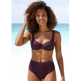 Highwaist-Bikini-Hose Lascana "Lolo", Damen, Gr. 34, N-Gr, aubergine, Obermaterial: 82% Polyamid, 18% Elasthan. Futter: 100% Polyester, Badehosen, mit angesetztem B&uuml;ndchen