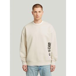 G-Star Raw Longpullover G-STAR "Sprayed 89 Loose Sweater", Herren, Gr. L, wei&szlig;bait, Obermaterial: 100% Baumwolle, Pullover Longpullover