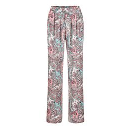 Stoffhose GOLDNER "Kurzgr&ouml;&szlig;e Lange Viskose Schlupfhose mit Paisley-Print und weitem Bein", Damen, Gr. 19, K-Gr, rosa (ros&eacute;, gemustert), Obermaterial: 100% Viskose CV., weit, Hosen Stoffhose, Stecktaschen