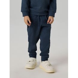 Sweathose name it "NMMVIMO SWE PANT BRU NOOS", Jungen, Gr. 104, N-Gr, blau (schwarz sapphire), Sweatware, Obermaterial: 60% Baumwolle, 40% Polyester, unifarben, regular fit normal, Hosen Sweathose