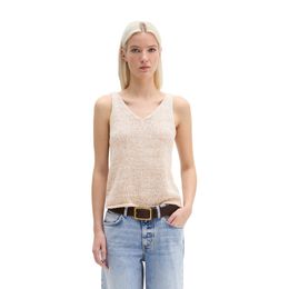 Marc O'Polo Pullunder MARC O'POLO "aus B&auml;ndchengarn", Damen, Gr. XL, light beige, Obermaterial: 84% Baumwolle, 16% Polyamid, unifarben, V-Ausschnitt, Pullover Pullunder