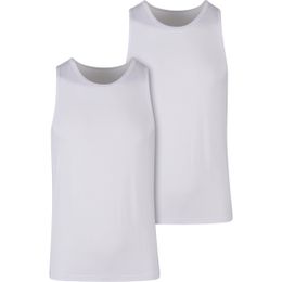 Tanktop Urban Classics "Urban Classics Bamboo Basic Tank Top 2-Pack", Herren, Gr. L, wei&szlig;, wei&szlig;, 95% Viskose, 5% Elasthan, unifarben, normal, Tops Tanktop