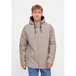 Regenjacke Derbe "Passby_plain", Herren, Gr. L, beige (cobblestone_navy), Obermaterial: 100% Polyester; Futter: 100% Polyester, Basic, normal, B&uuml;ndchen, Jacken Regenjacke, wasserabweisend, winddicht, Kapuze