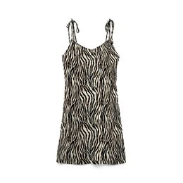 V&eacute;ro Moda Minikleid VERO MODA "VMEASY SHORT TIE SINGLET DRESS WVN", Damen, Gr. L, N-Gr, oatmeal aop:dolly, Web, Obermaterial: 100% Viskose, bedruckt, kurz, V-Ausschnitt, Kleider Minikleid, Viskose