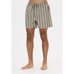 Badeshorts NOU "Leandro", Herren, Gr. M, US-Gr&ouml;&szlig;en, beige (beige, wei&szlig;), 100% Polyester, gestreift, Badehosen Badeshorts, mit breiten Streifen