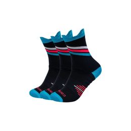Sportsocken Camano "performance training light 3er Pack", Damen, Gr. 35-38, schwarz saphire, 94% Polyamid, 5% Elasthan, 1% Polyester, gestreift, Socken Sportsocken, 3er Pack Sportsocken mit optimalem Fu&szlig;klima dank Mesheins&auml;tzen