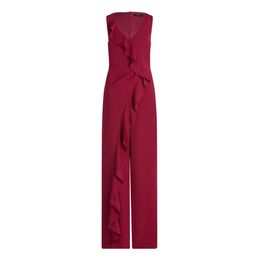 Overall Vera Mont "Damen mit Volant", Damen, Gr. 36, Normalgr&ouml;&szlig;en, schwarz raspberry, Cr&ecirc;pe, Obermaterial: 95% Polyester, 5% Elasthan; Futter: 100% Polyester, figurbetont, V-Ausschnitt, Overalls Overall