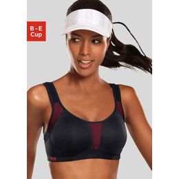 H.I.S. Sport-BH H.I.S, Gr. 70, Cup D, schwarz (schwarz, pink), Microtouch, Obermaterial: 90% Polyester (COOLMAX), 10% Elasthan (LYCRA), BHs Sport-BH, ohne B&uuml;gel mit COOLMAX &ndash; auch ideal f&uuml;r gro&szlig;e Gr&ouml;&szlig;en, Topseller