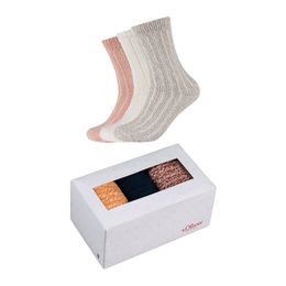 Socken s.Oliver "3er Pack", Damen, Gr. 35-38, wei&szlig; (sanftes wei&szlig; melange), 69% Polyester, 29% Polyester, 2% Elasthan, meliert, Socken Socken