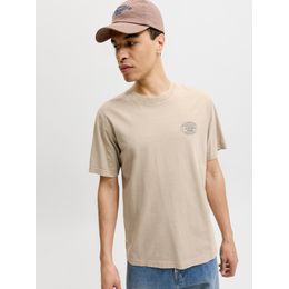 Jack & Jones T-Shirt JACK & JONES "JPRBLUFELIX SS TEE", Damen, Gr. L, humus, Jersey, Obermaterial: 100% Baumwolle, unifarben, regular fit normal, Rundhals, angesetztes B&uuml;ndchen, Shirts T-Shirt, mit Logo Print