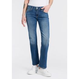 Bootcut-Jeans Replay "NEW LUZ", Damen, Gr. 32, L&auml;nge 30, medium blau m3df, Denim/Jeans, Obermaterial: 98% Baumwolle, 2% Elasthan, bootcut fit lang, Jeans, mit gesticktem R an der Ges&auml;&szlig;tasche