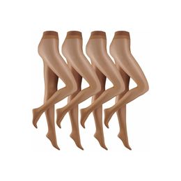 Feinstrumpfhose Camano "4er Pack", Damen, Gr. 36/38, beige (make up), 90% Polyamid, 10% Elasthan, Strumpfhosen Feinstrumpfhose