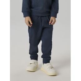 Sweathose name it "NMMVIMO SWE PANT BRU NOOS", Jungen, Gr. 80, N-Gr, blau (schwarz sapphire), Sweatware, Obermaterial: 60% Baumwolle, 40% Polyester, unifarben, regular fit normal, Hosen Sweathose
