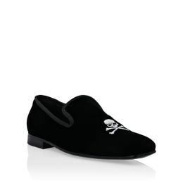 Philipp Plein Velvet Loafers Embroidery Skull
