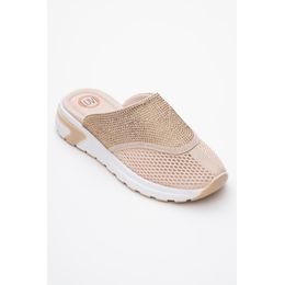 GLEA Mesh Strass Pantoletten Damen