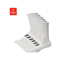Sportsocken asics "6 PACK CREW SOCK", Damen, Gr. M (39/42), brilliant wei&szlig;, Obermaterial: 70% Baumwolle, 16% Nylon, 11% Polyester, 3% sonstige Fasern, Socken Sportsocken, f&uuml;r Fitness, mit Mesh-Knit-Gewebe, mit D&auml;mpfung