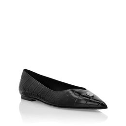 Philipp Plein Asymmetric Ballerina Flats Skull