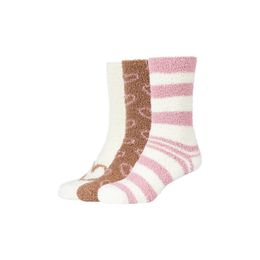 Socken Camano "cosy patterned with gift box 3er Pack", Damen, Gr. 39-42, egret, 98% Polyester, 2% Elasthan, gestreift, Socken Socken, 3er Pack Angenehm w&auml;rmende, kuschelige Qualit&auml;t, Weiche Zehennaht