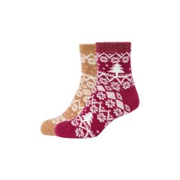 Kurzsocken Camano "cosy norwegian winter 2er Pack", Damen, Gr. 35-38, anemone, 98% Polyacryl, 2% Elasthan, Colorblocking, Socken, 2er Pack Kuschelig warme Qualit&auml;t, elegante Lurex-Details
