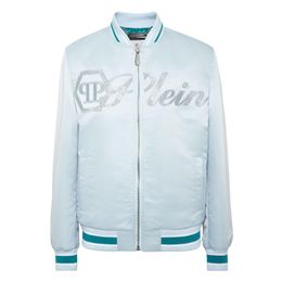 Philipp Plein Satin Bomber Jacket Logo Strass