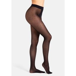 Feinstrumpfhose Camano "dots 1er Pack", Damen, Gr. L, schwarz, 86% Polyamid, 14% Elasthan, Strumpfhosen Feinstrumpfhose