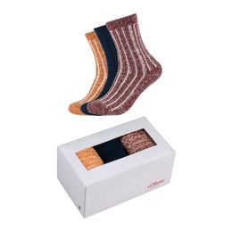 Socken s.Oliver "3er Pack", Damen, Gr. 39-42, rot (syrah), 69% Polyester, 29% Polyester, 2% Elasthan, meliert, Socken Socken